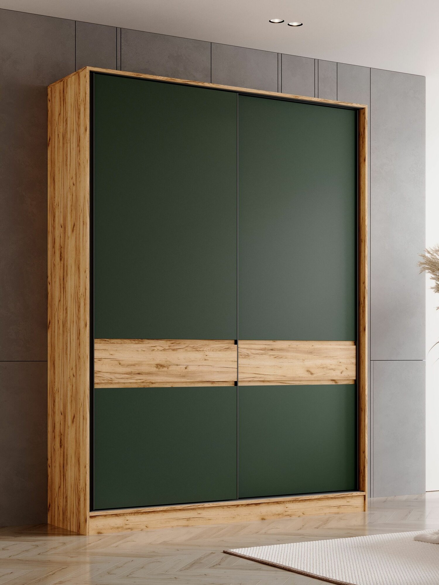 Шкаф-купе Регина 1800х2400х520 для дома (Изумрудный/Дуб крафт) МИФ