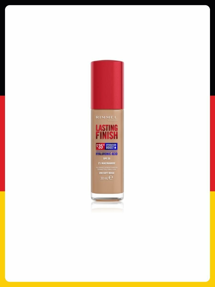 Тональная основа Rimmel Lasting Finish 35H Hydration Boost Hydrating Make Up SPF 20 200 Soft Beige, 30 мл