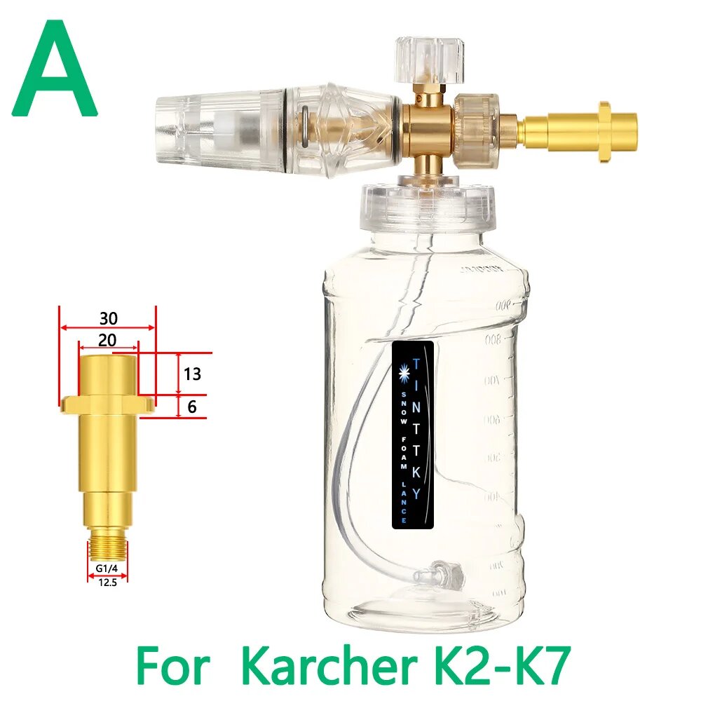 Омыватель для пены для снега, прозрачный генератор мыла, регулируемый угол распыления высокого давления, инструмент для очистки полива автомобиля, грузовика For Karcher K2-K7