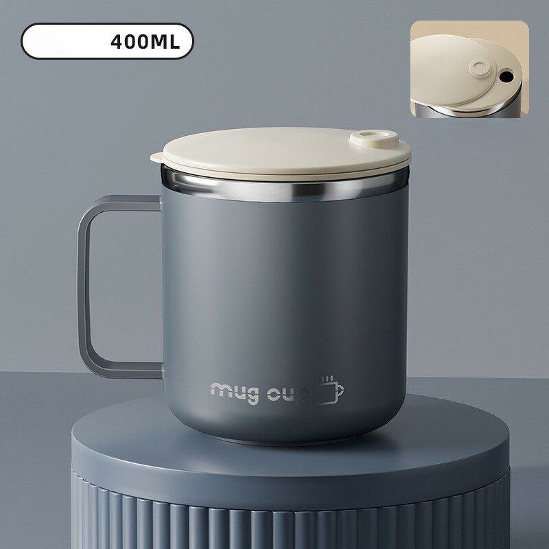 Термокружка, 304 нерж. сталь, 12 ч. сохранение тепла, 400мл, крышка-чашка