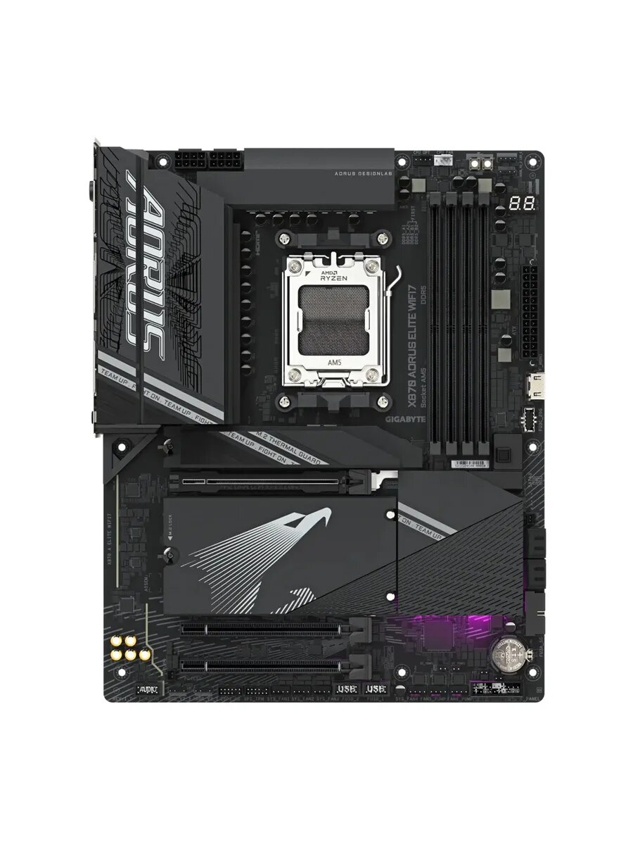 Материнская плата Gigabyte X870 AORUS ELITE WIFI7 чёрного цвета