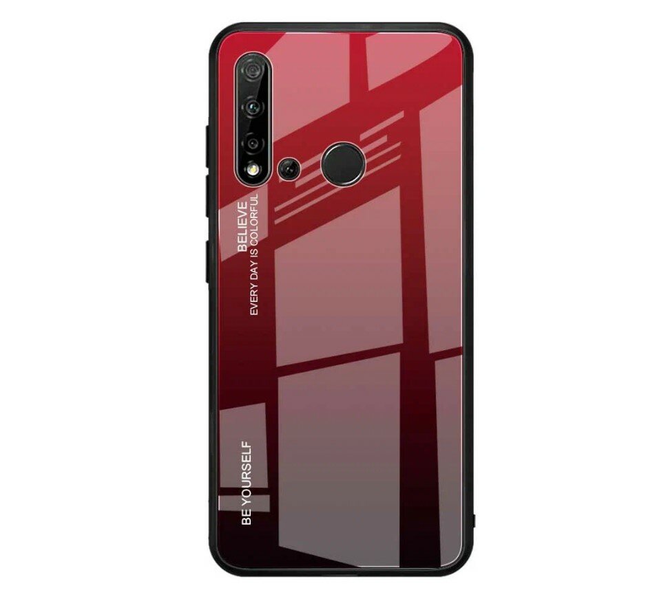 Чехол MyPads для Huawei P30 Pro стеклянный из закаленного стекла с эффектом градиент зеркальный красный