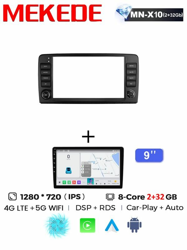 Магнитола 9" Mekede MN X10 Pro 2/32 Gb Mercedes Benz R-Class R Class W251 R280 R300 R320 2005-2017 F2 carplay