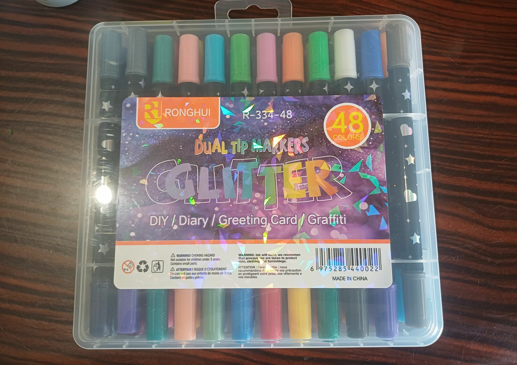Фломастеры с блестками, 48 цветов