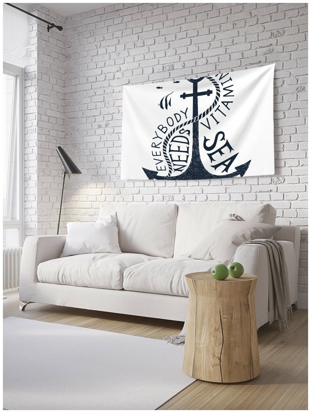 Фотопанно на стену горизонтальный постер 150х200 "Море и якорь", JoyArty