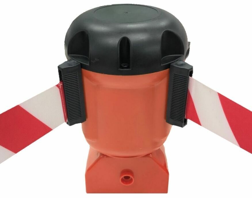 Вытяжная лента для ограждения "Солдатик" тип 3 красно-белая 9м