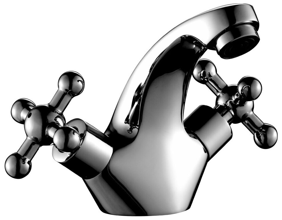 Смеситель Rossinka G02-61 для раковины с монолитным изливом, двухвентильный