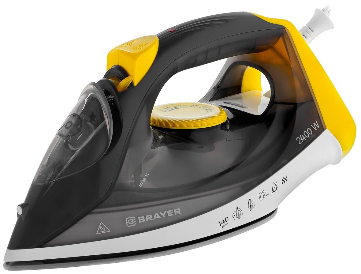 Утюг Brayer 4003BR-GY 2400Вт, керамич, пар 140 г/мин, антикапля, разбрызг,330 мл, самоотчистк