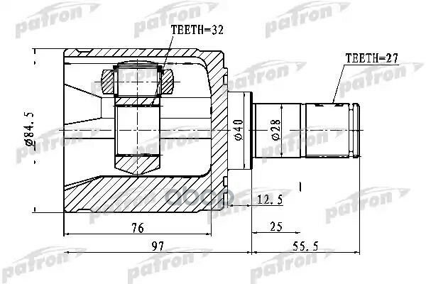 ШРУС внутренний правый 32x40x27 HONDA CR-V RD1/RD2 97-01 PATRON арт. PCV1022