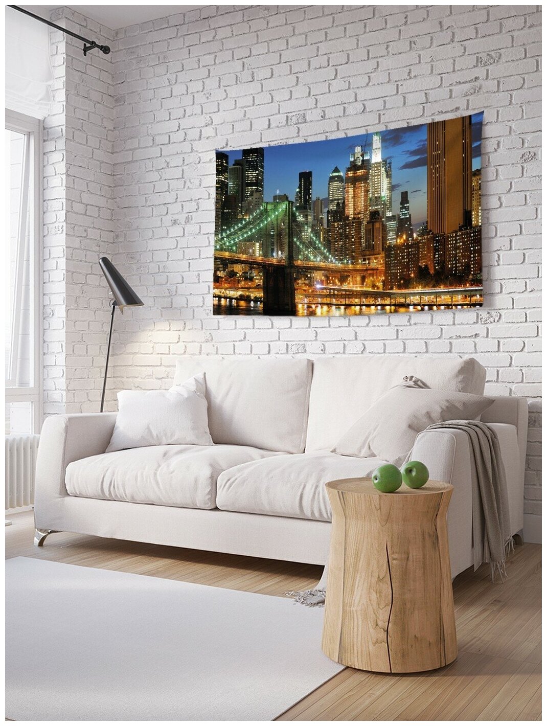 Горизонтальное фотопанно JoyArty на стену "Ночной Бруклинский мост", 100x150 см