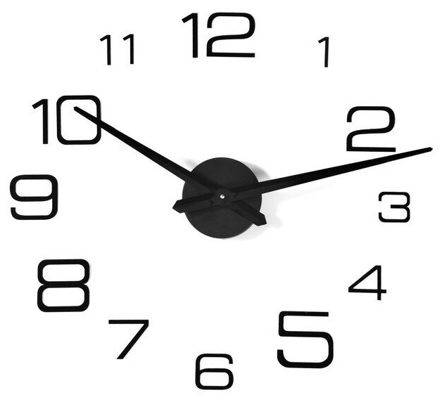 Часы настенные интерьерные большие, 3d «Мита», плавный ход, наклейка, d=120 см, чёрные
