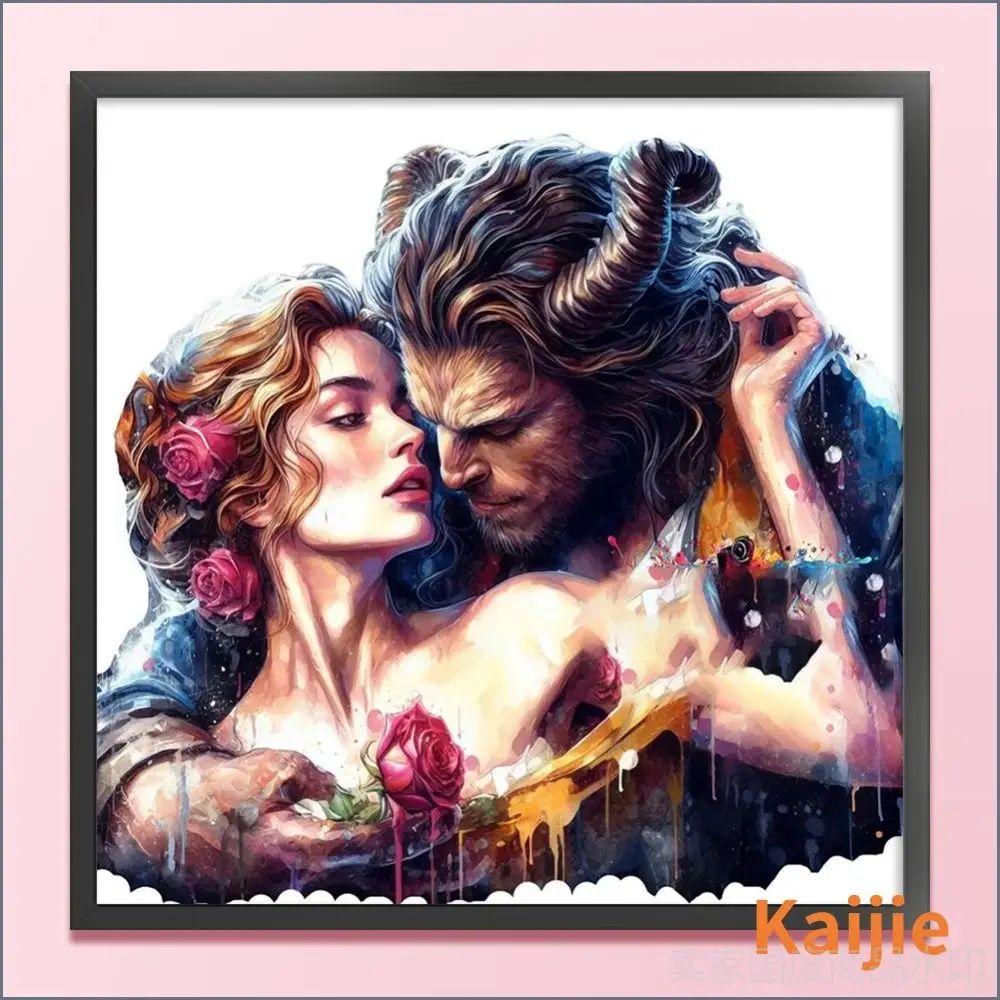 Крестиком вышивка Красавица и Чудовище Disney, хлопковая канва 18CT, размер 40 40 см