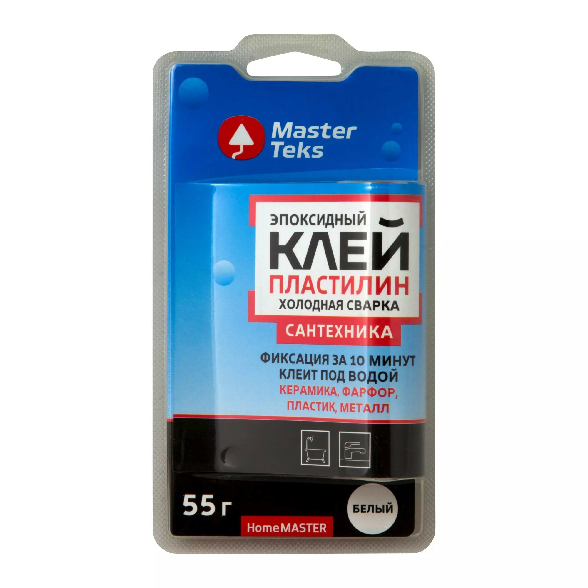 Клей-пластилин эпоксидный холодная сварка MasterTeks для сантехники 0,55 г белый