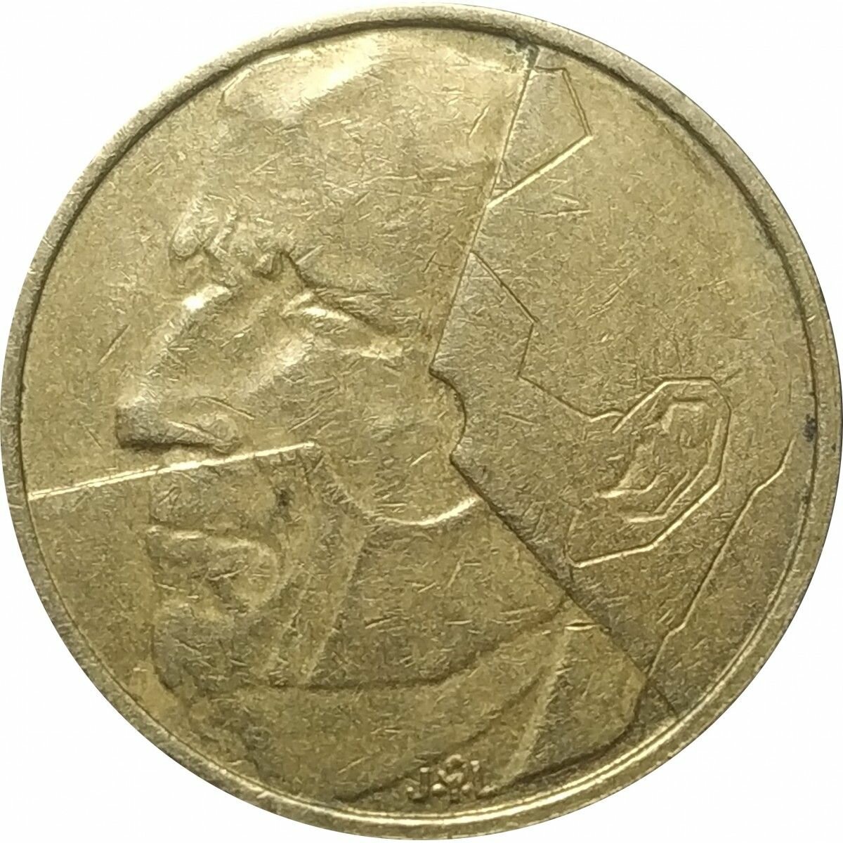 5 франков 1986 Бельгия надпись на голландском BELGIE из оборота