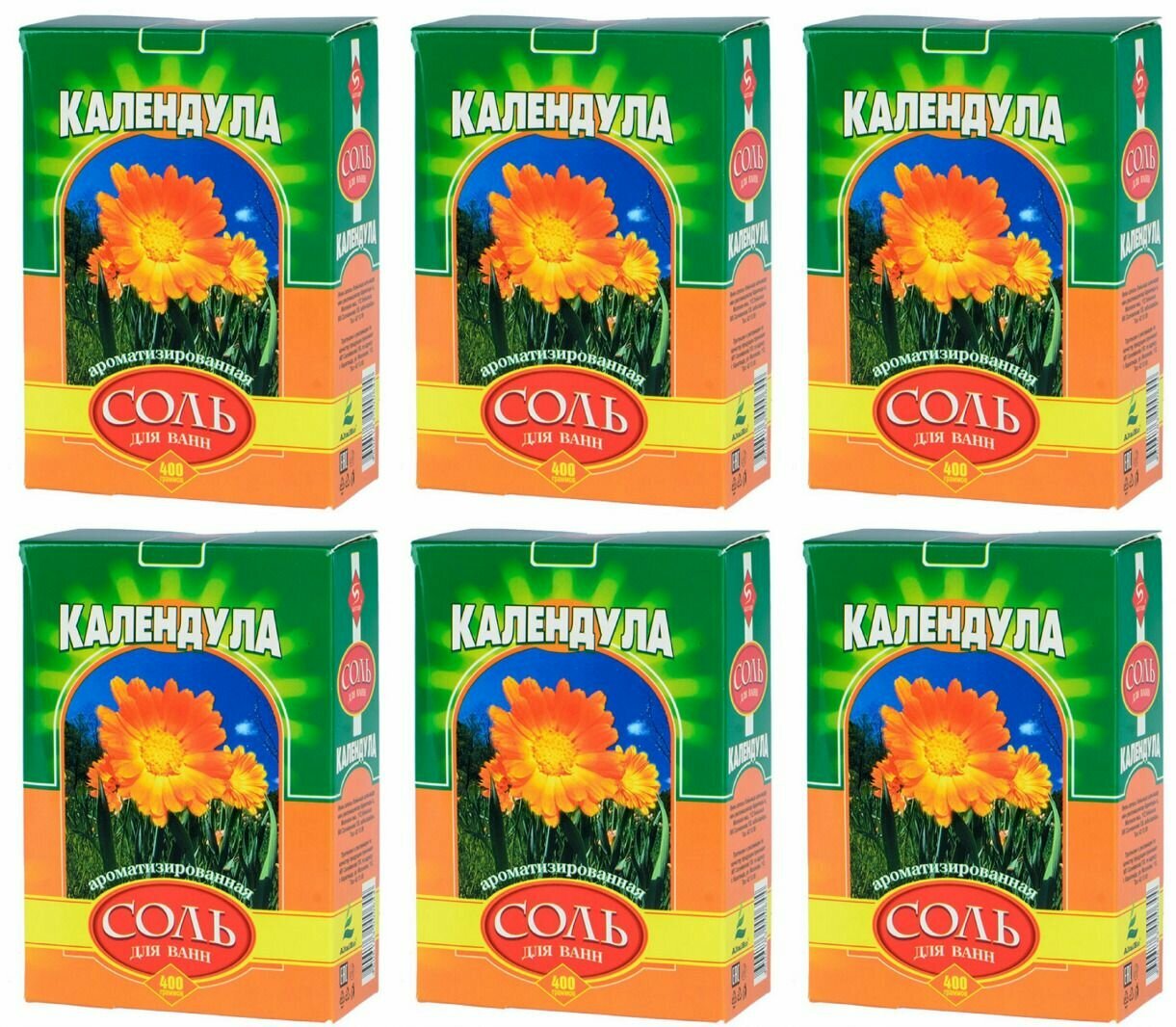 Соль для ванны Календула, 400 г, 6 шт