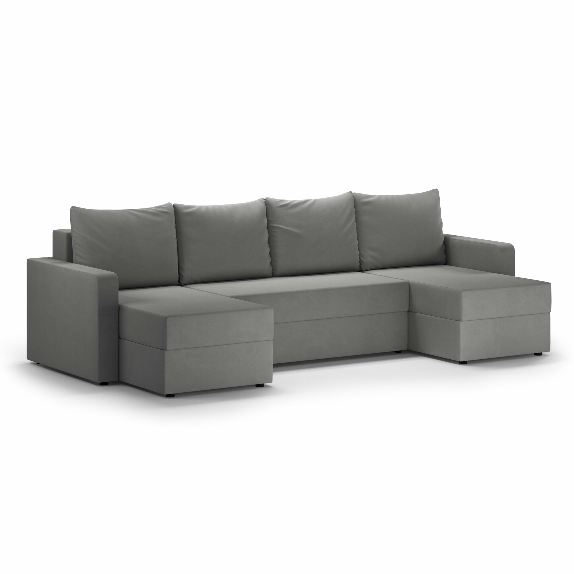 П-образный диван WESTENY "ART-104" 308х155х81, 150х280, 4 места, серый велюр