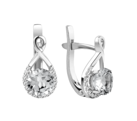 Серьги, серебро, 925 проба, фианит