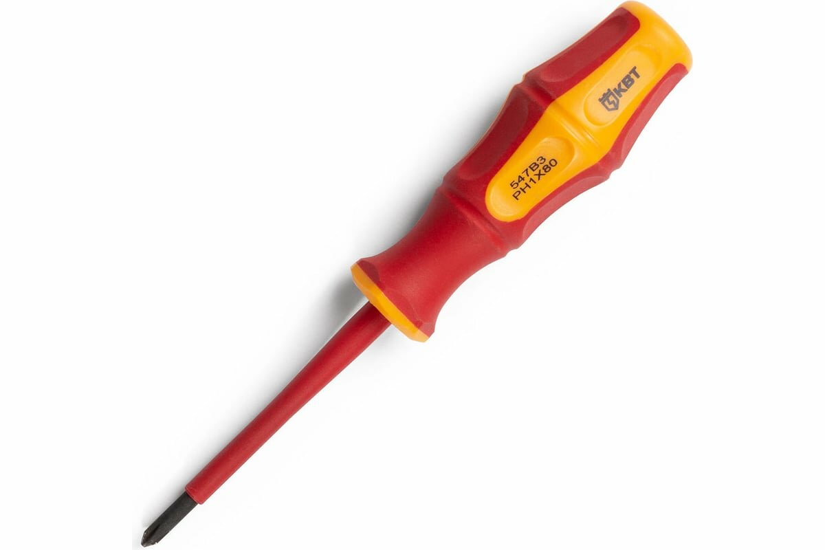 КВТ Профи Диэлектрическая отвертка PH1x80 с изолированной рукояткой и прочнейшим стержнем