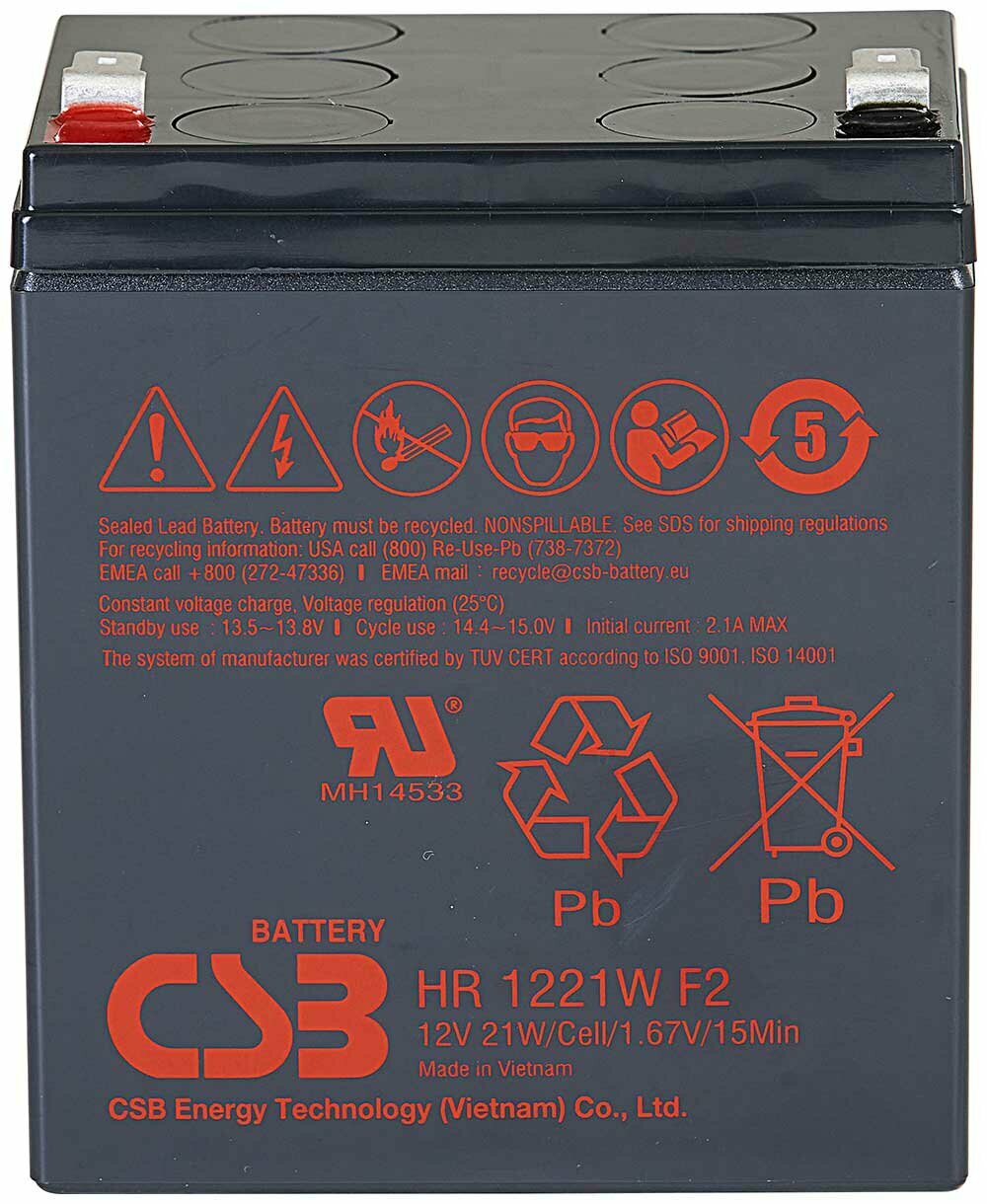 Аккумуляторная батарея для ИБП CSB HR1221W F2 (12В, 5.25Ач)