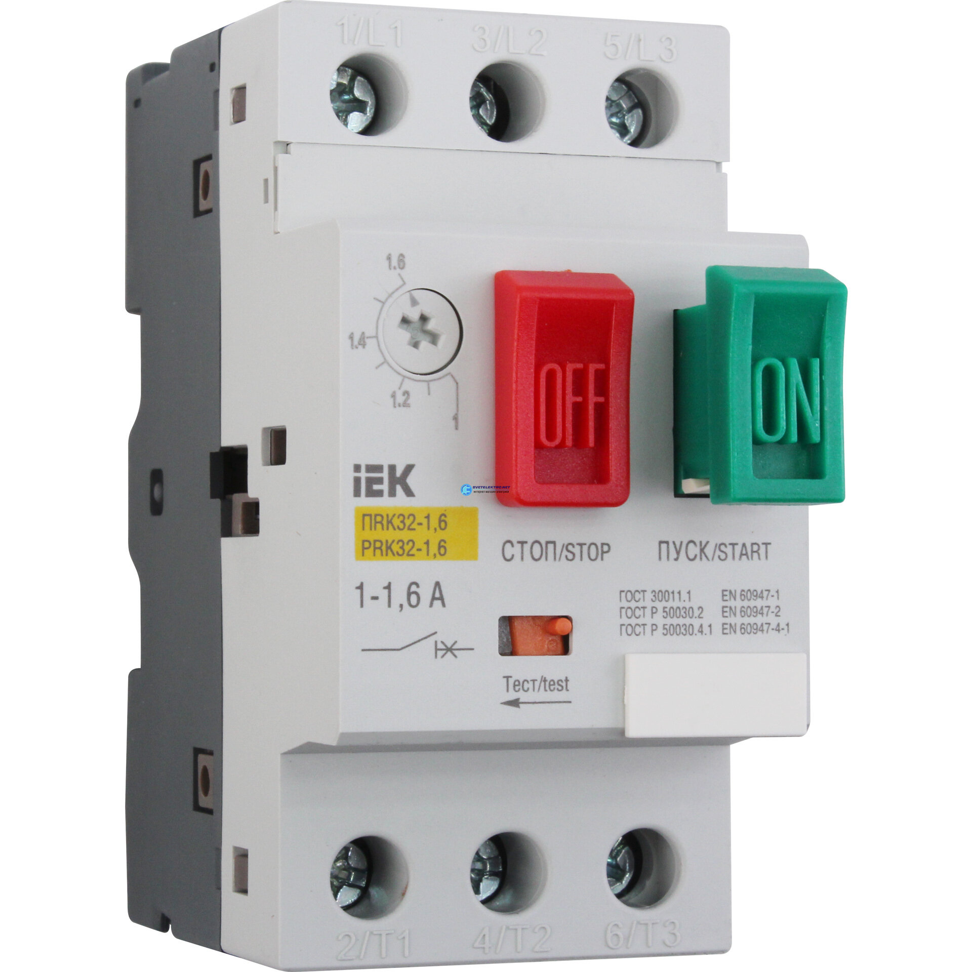 Пускатель ПРК32-1.6 In1.6А Ir1.0-1.6А Ue 660В ИЭК DMS11-D16 Автомат защиты двигателя