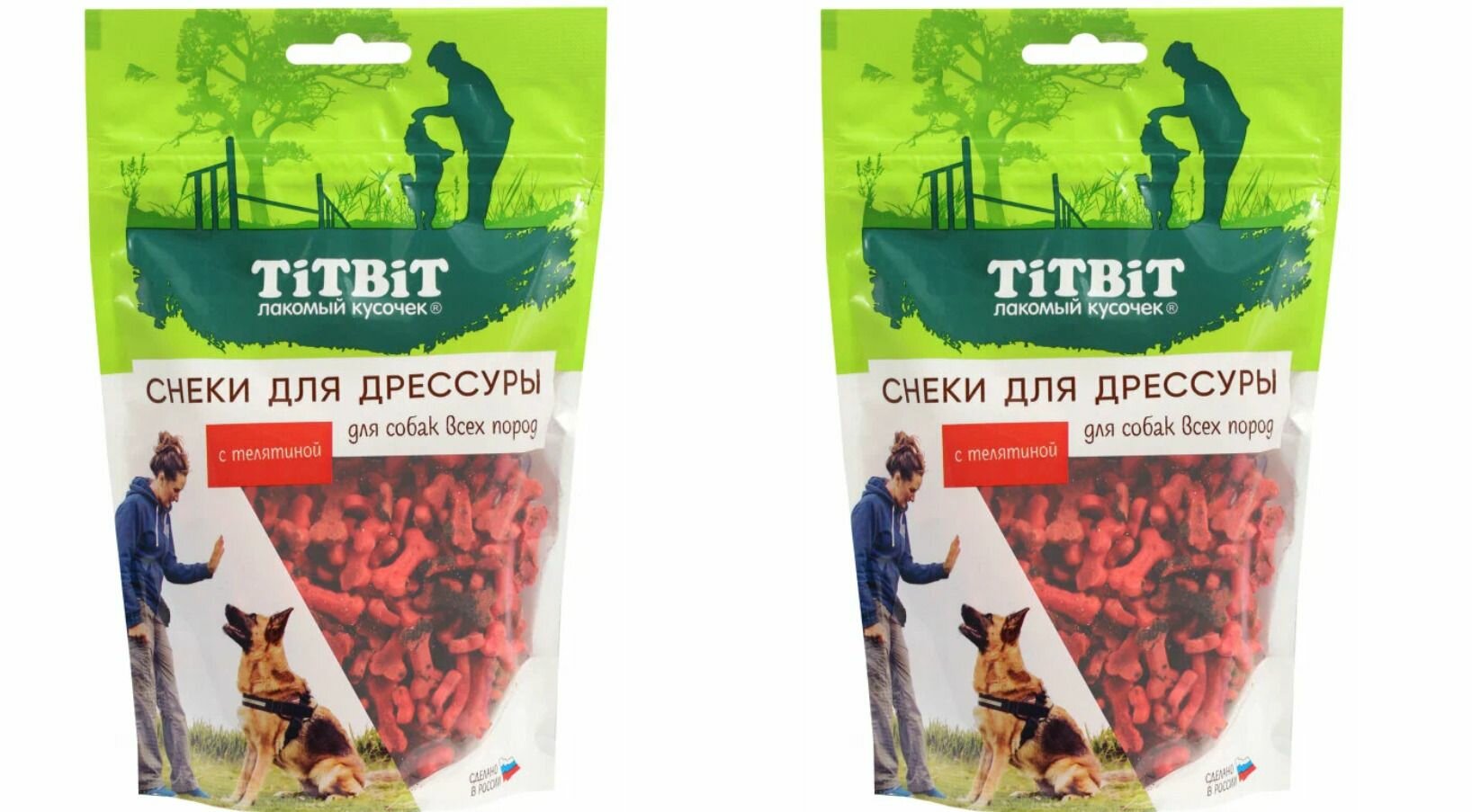Titbit Лакомство для собак Снеки для дрессуры с телятиной, 100 г, 2 уп