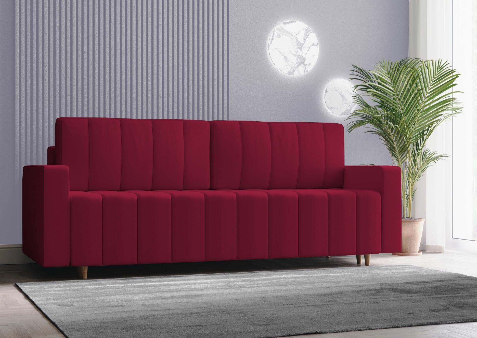 Диван раскладной еврокнижка Милен в цвете красный (Velutto 38)