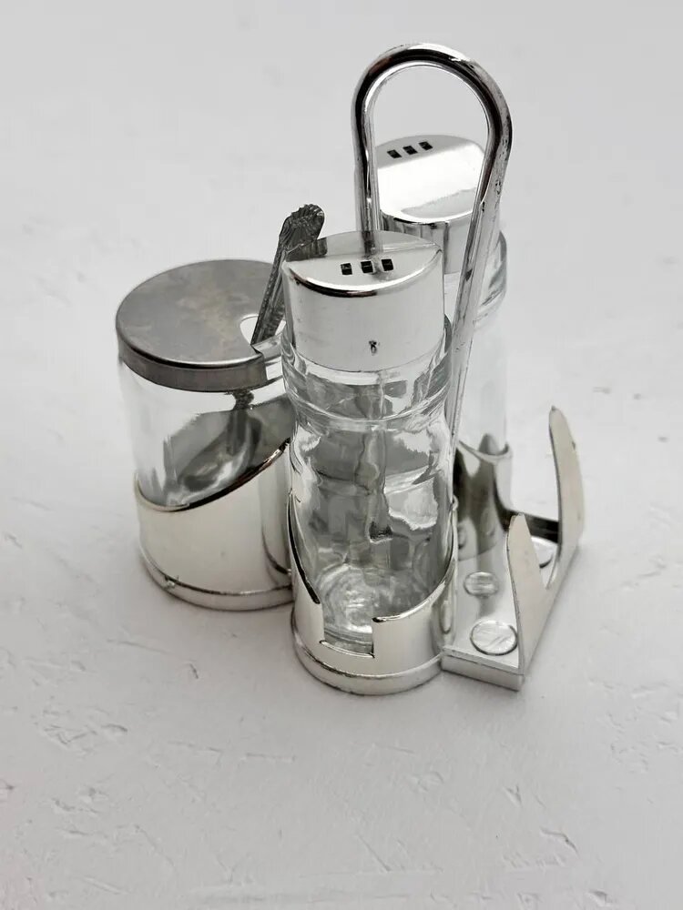 Набор для специй, стекло, пластик, металл, цвет серебристый, 3 предмета