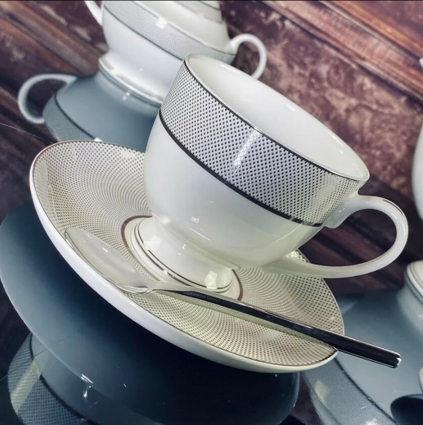 Кофейный набор 12пр. Серебряная симфония Костяной фарфор 145-527 118-145-527