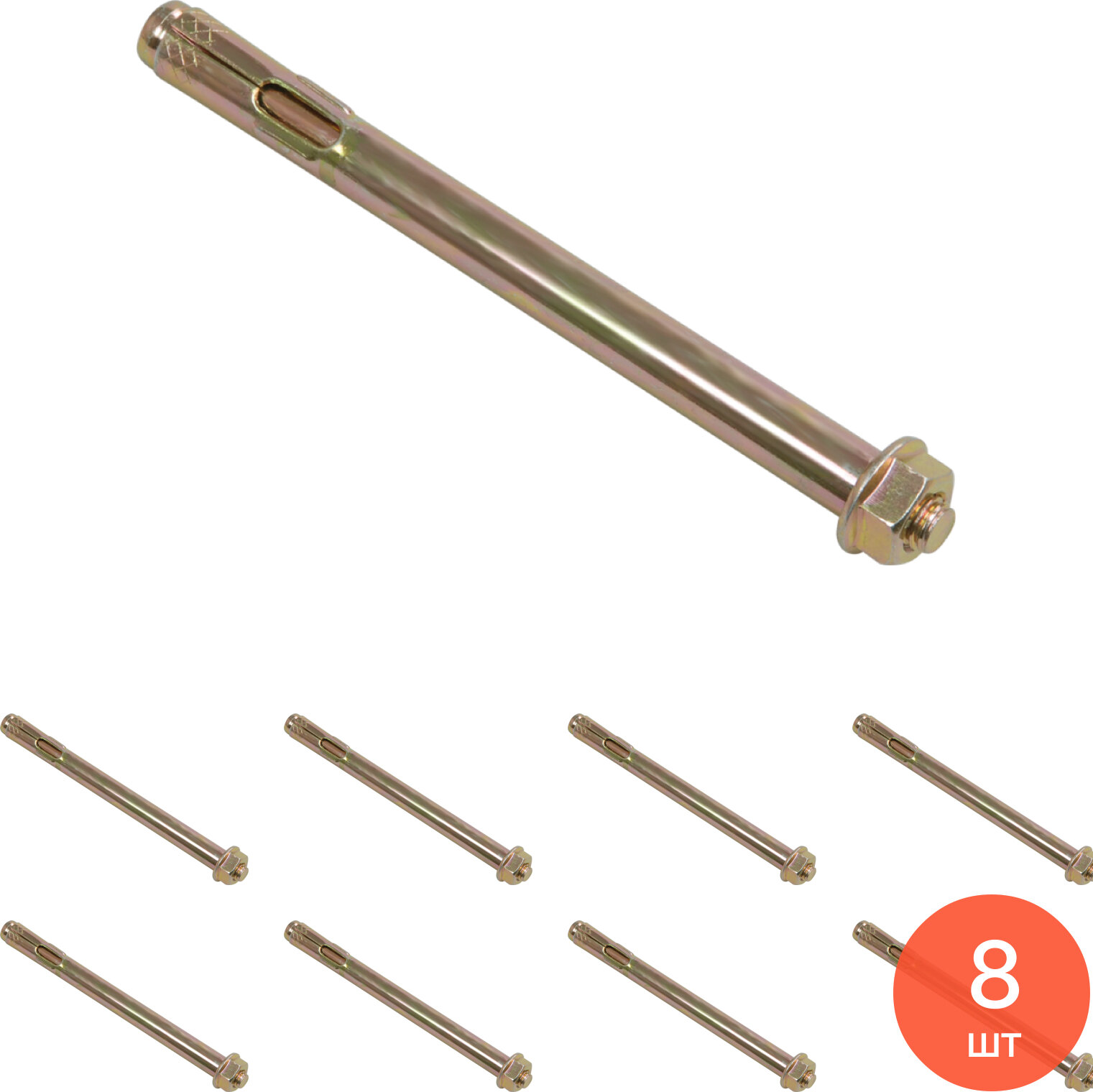 Анкер IEK / ИЭК CLP1M-A-B-10-95 болт стальной оцинкованный с гайкой М8/10х95, 1шт. / крепеж (комплект из 8 шт)