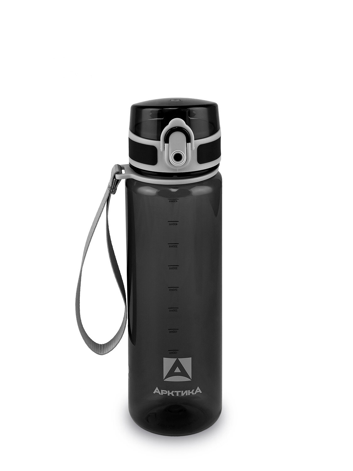 Питьевая бутылка Арктика из тритана 0.5л, черная глянцевая, с ситечком