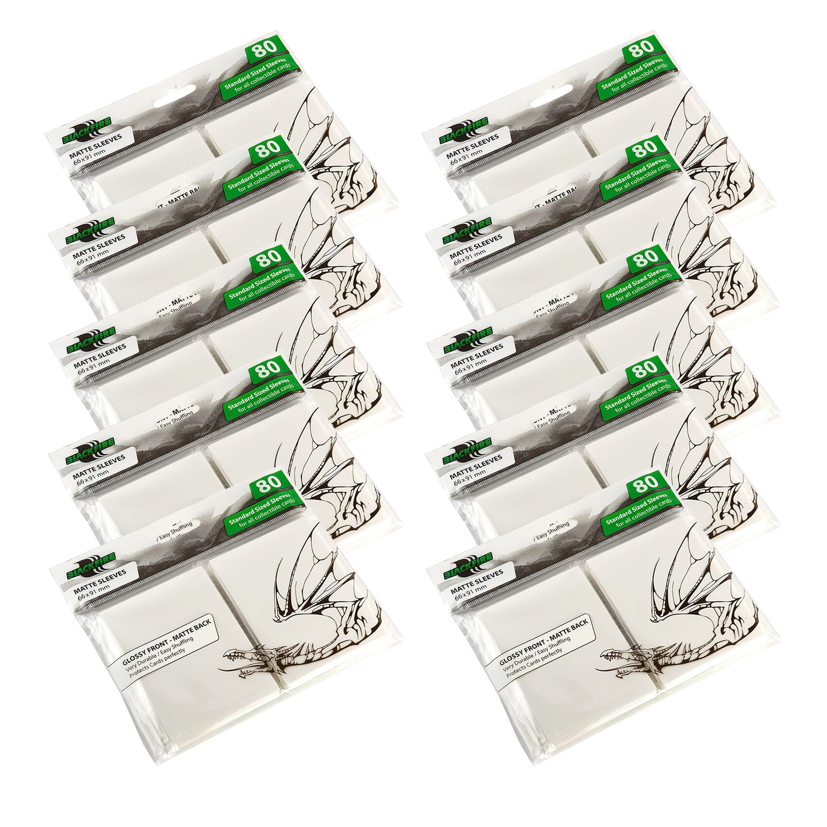 Белые протекторы Blackfire Matte 800 шт. 66x91 мм - для карт MTG, Pokemon