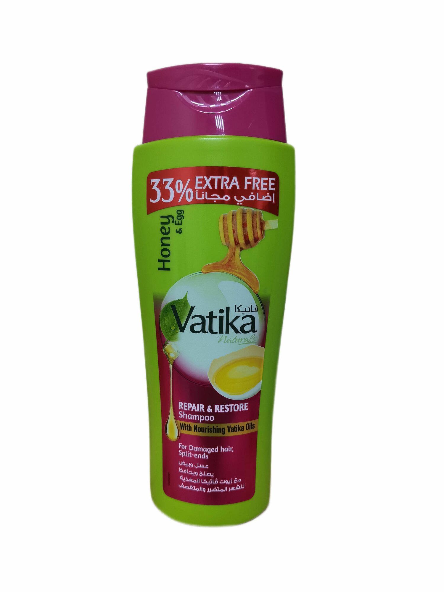 Dabur Vatika Шампунь для волос Исцеление и восстановление МЕД И яйцо/ HONEY AND EGG Repair & Restore Дабур Ватика, 400+132 мл в подарок