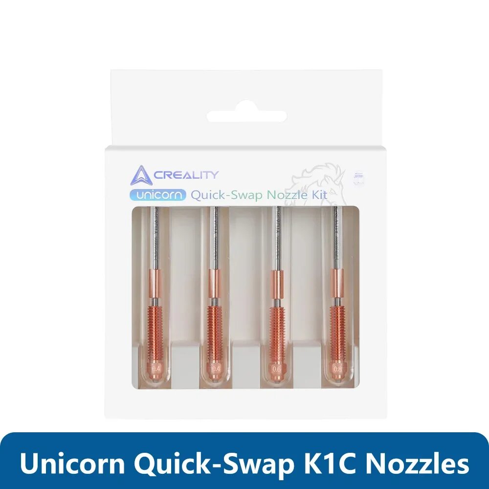 Creality, 4 шт, комплект насадок K1C, быстросменное сопло Unicorn, 0,4/0,6/0,8 мм, закаленная сталь, высокоскоростная для обновления K1C/Ender 3 V3