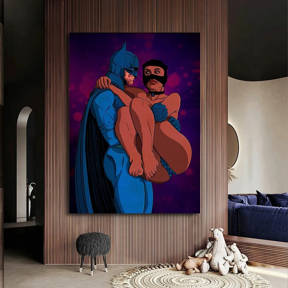 Картина Бэтмен и женщина кошка, 20х30 см.