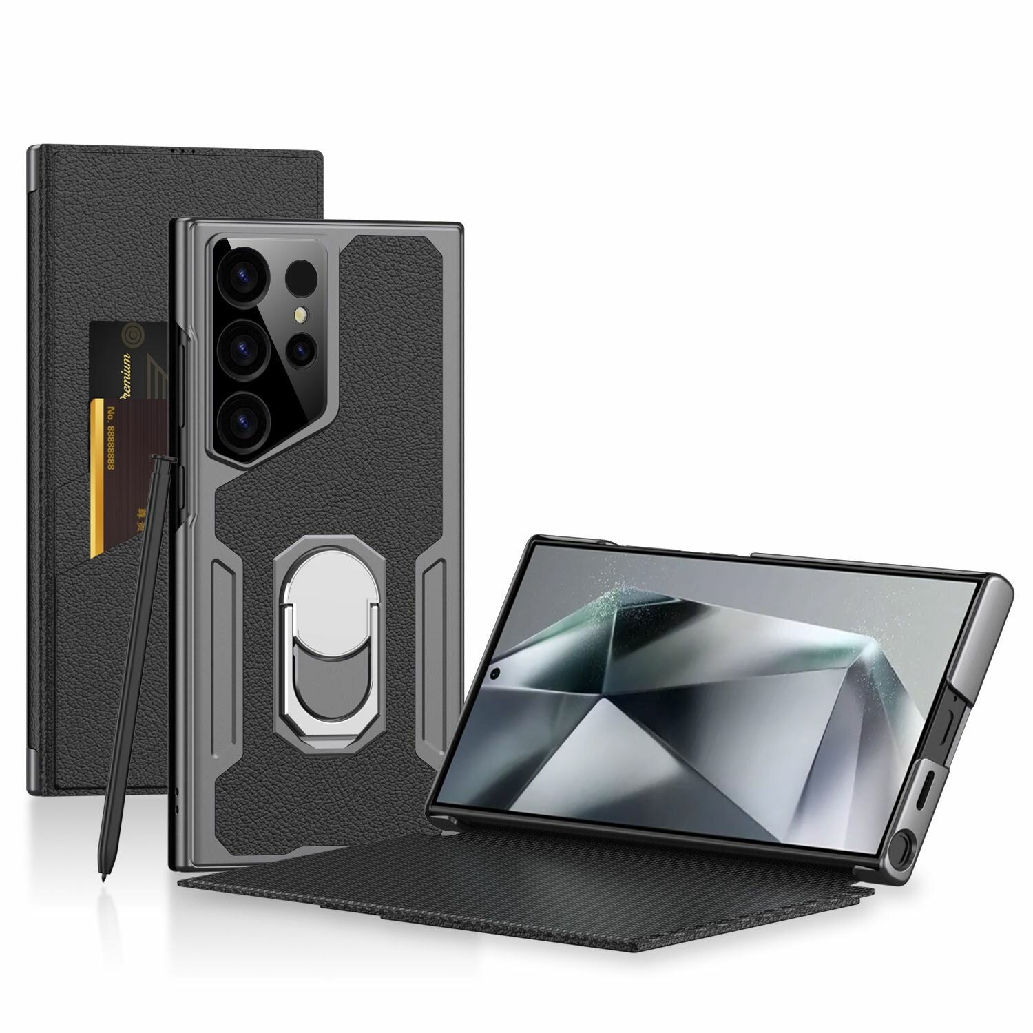 Чехол для Samsung Galaxy S24 Armour Flip Case с металлической подставкой Кожаный чехол