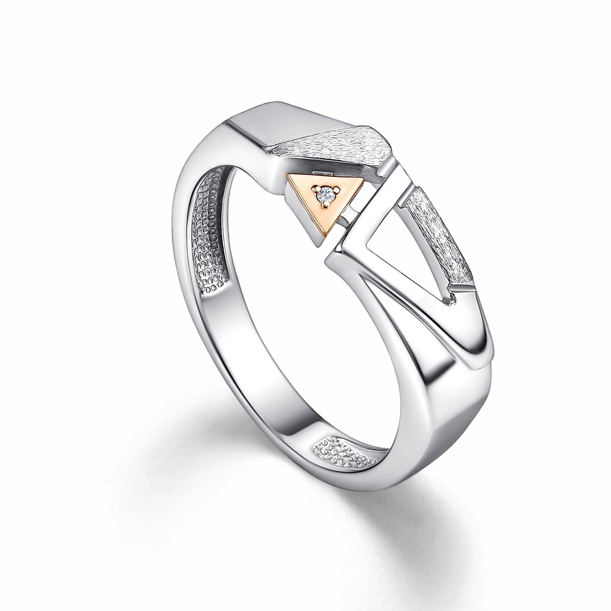 Кольцо, серебро, 925 проба, родирование, бриллиант