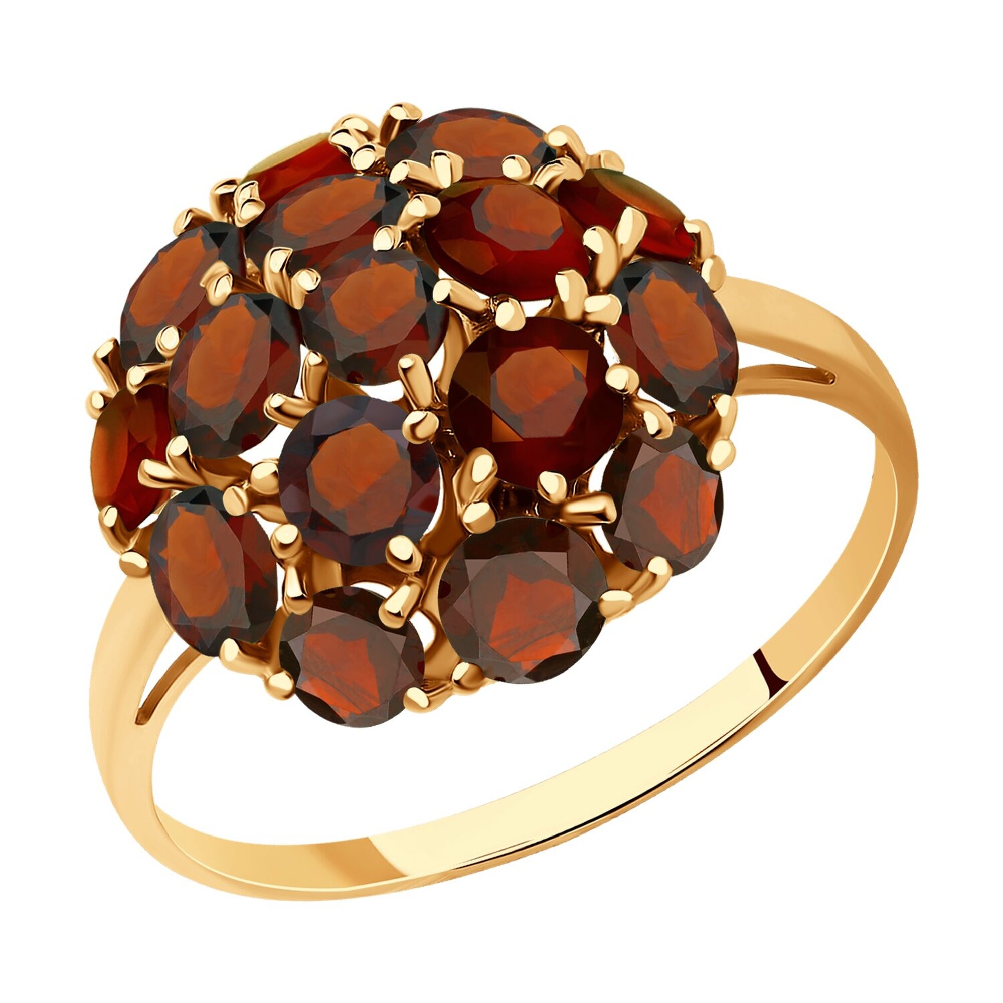 Кольцо, красное золото, 585 проба, гранат