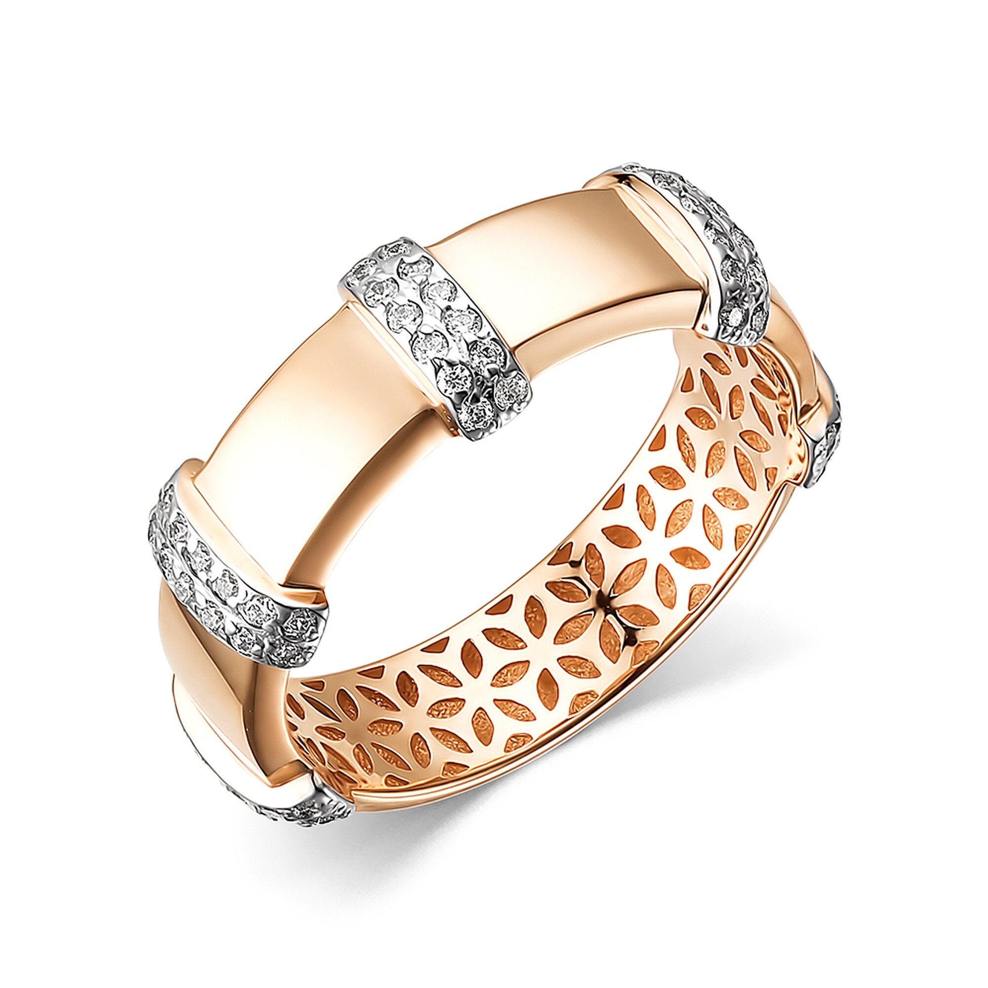 Кольцо, красное золото, 585 проба, фианит