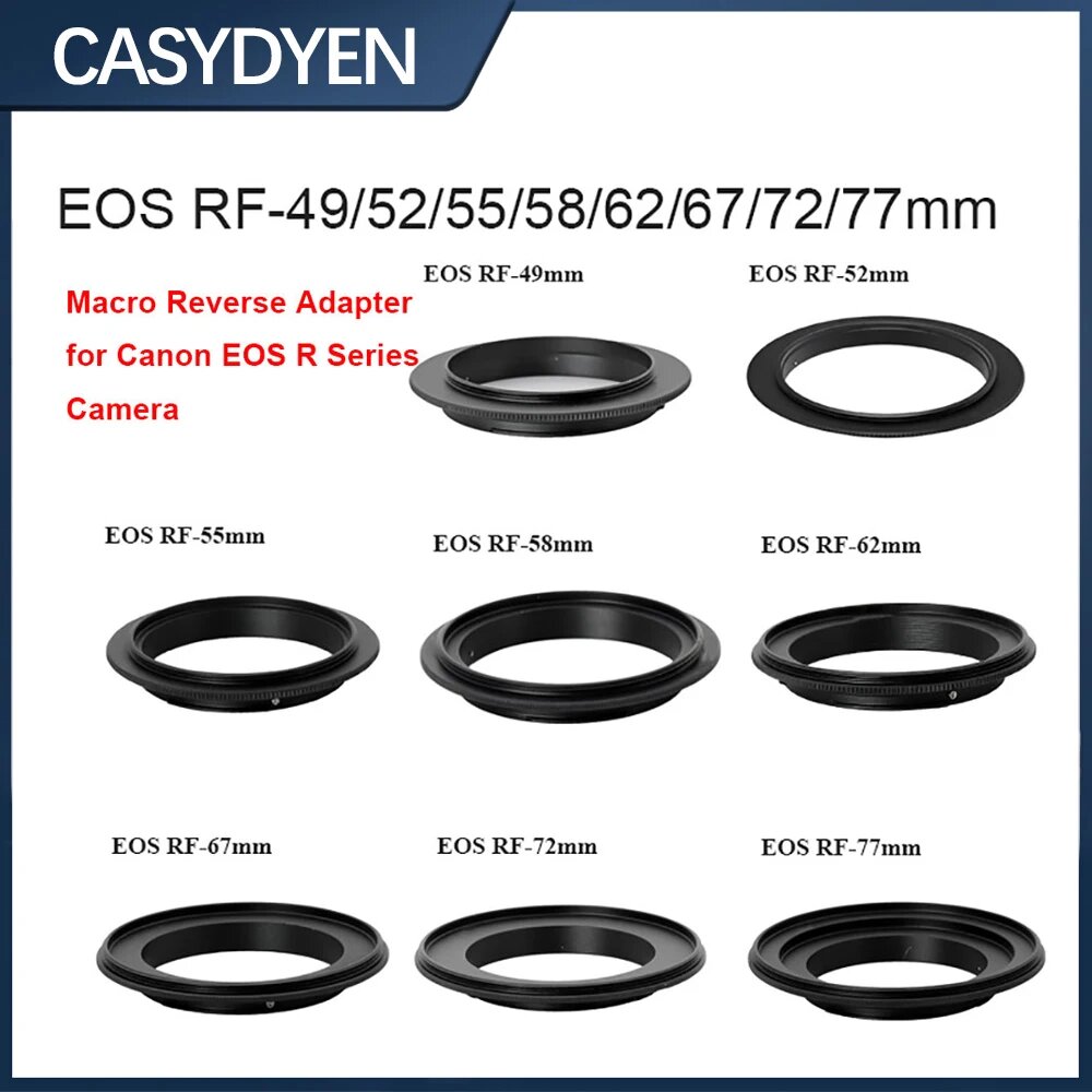 ЛingoFoto Адаптер реверсирования объектива для Canon EOS R 49/ 52/ 55/58/ 62/ 67/ 72/77 мм 49 мм