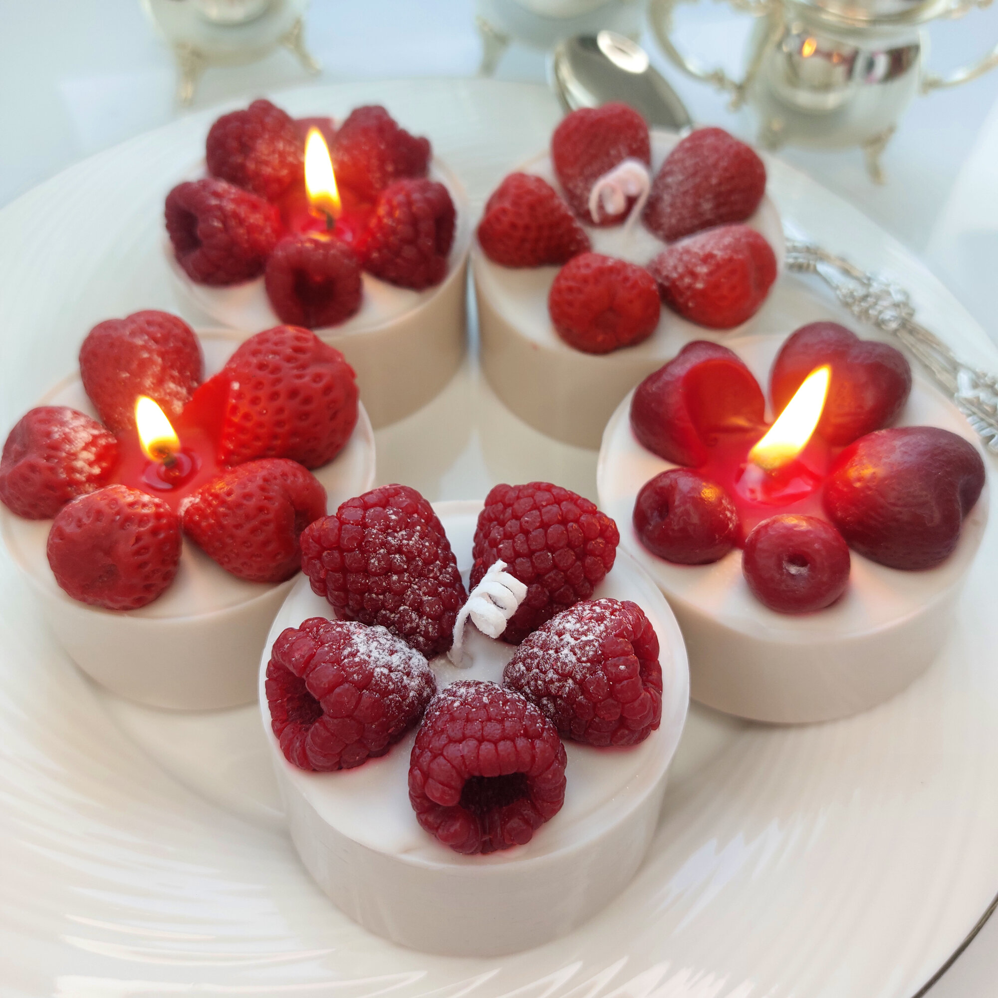 Набор свечей "Суфле Ягодное Ассорти", подарочный, красный, пчелиный воск, 5шт