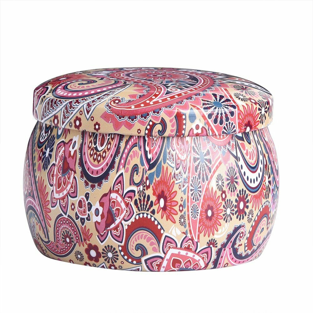 Tinplate Storage Box Metal Canister Home Kitchen for Tea Coffee Candy Jewelry Gift (D)