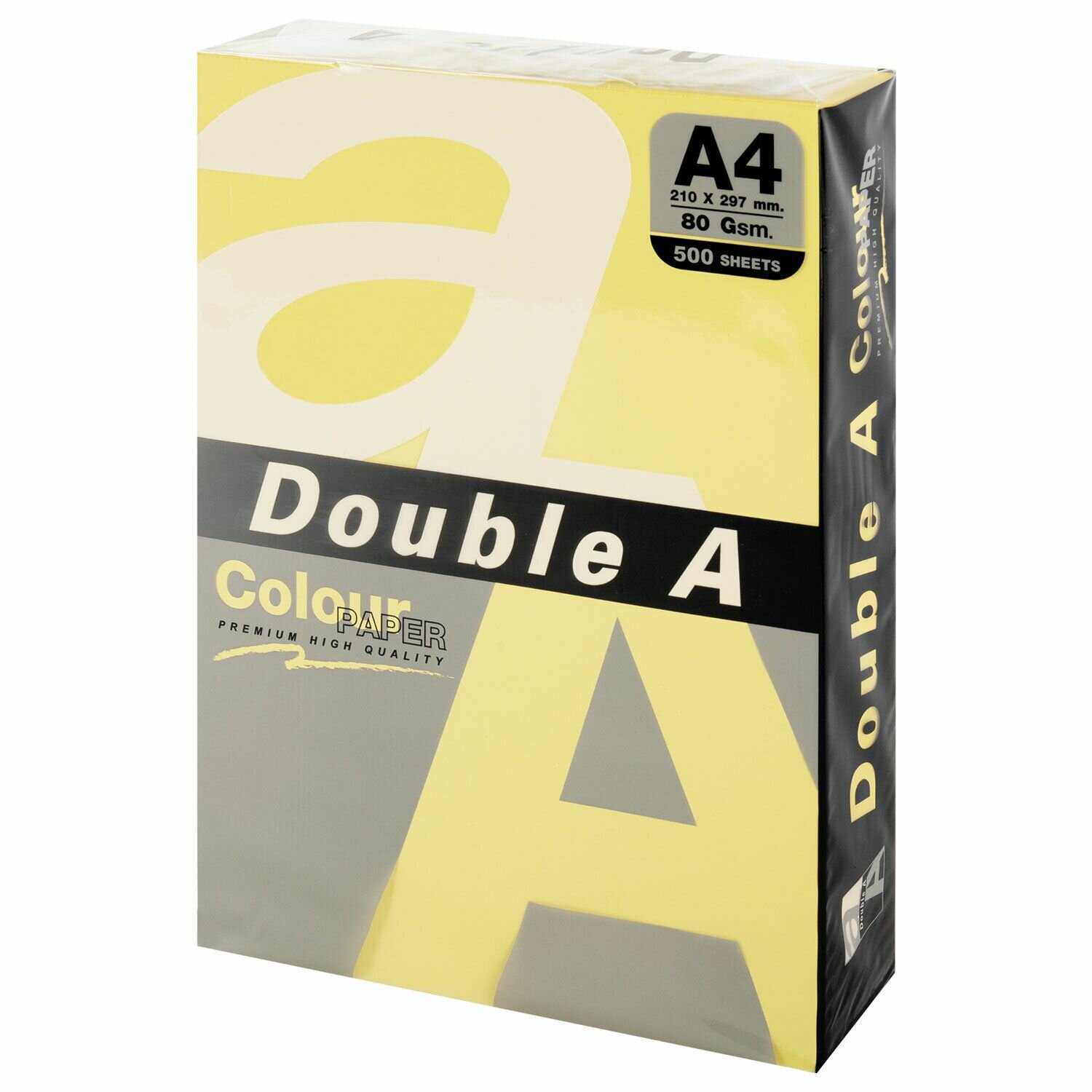 Цветная бумага Double A А4, 80 г/м2, 500 листов, пастель, желтая