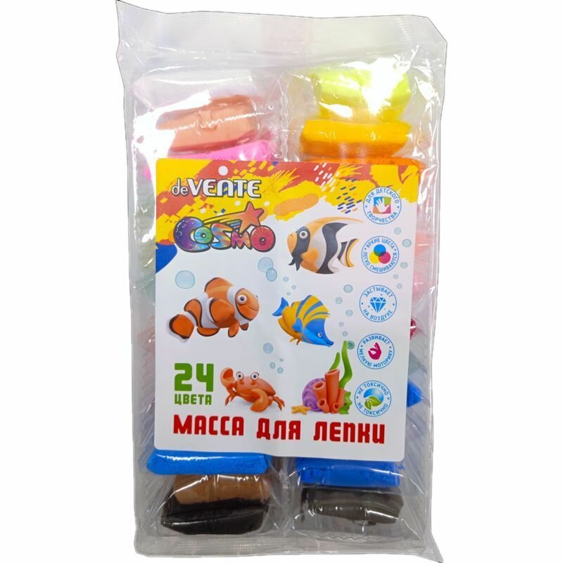 Пластилин deVENTE супер легкий 24 цвета по 10 гр, самозатвердевающий, инструменты для лепки