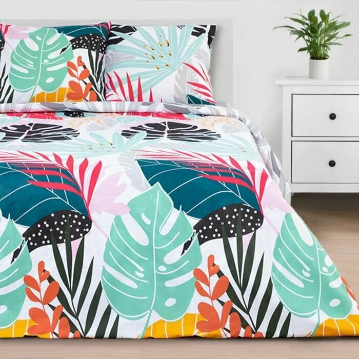 Постельное белье Этель Евро, Colored tropics, 200х217 см, 220х240 см, 70х70 см, 2 наволочки