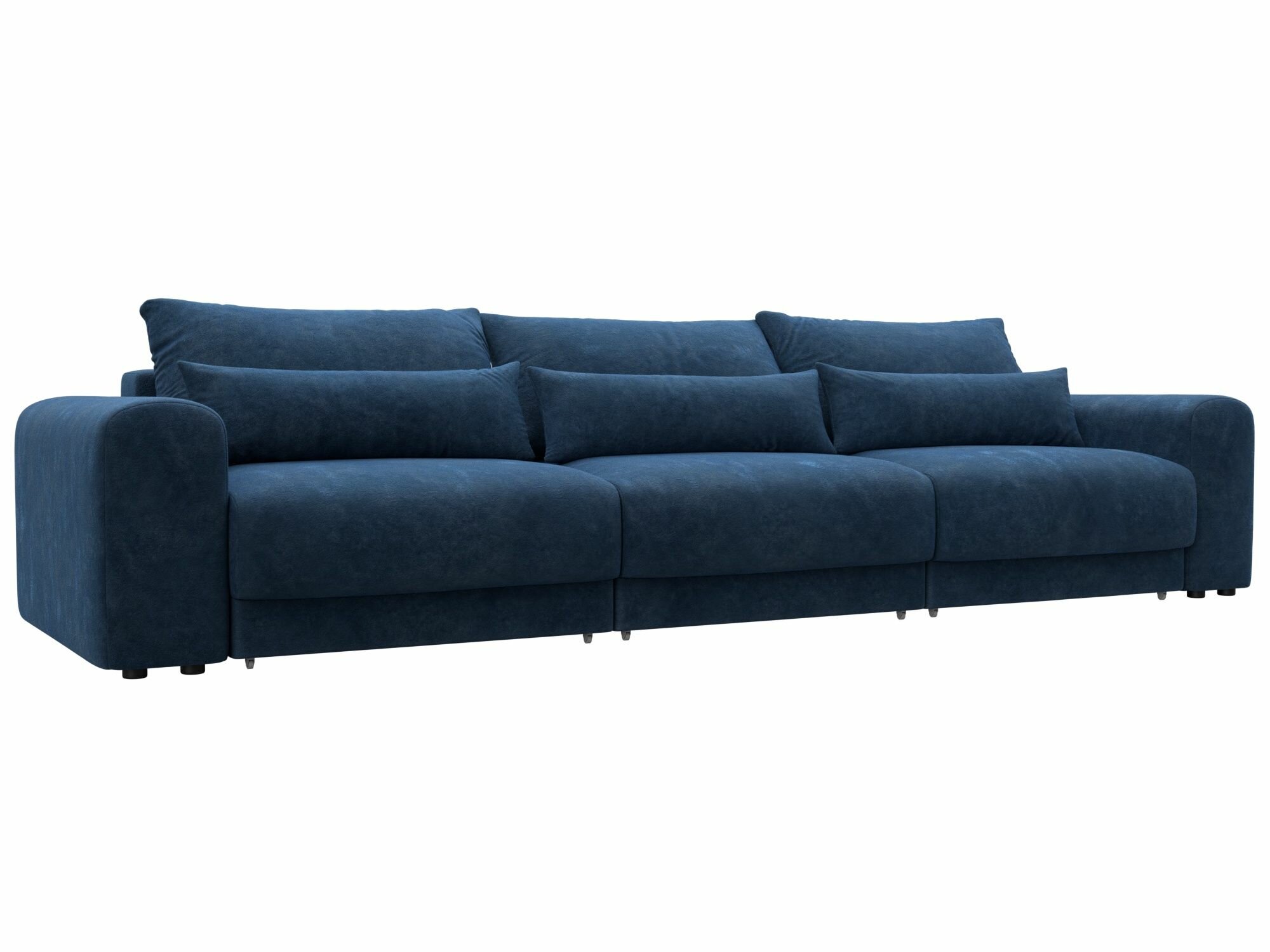 Диван прямой Анора Лонг, Велюр, 352x118x91, синий, Хит Диванов