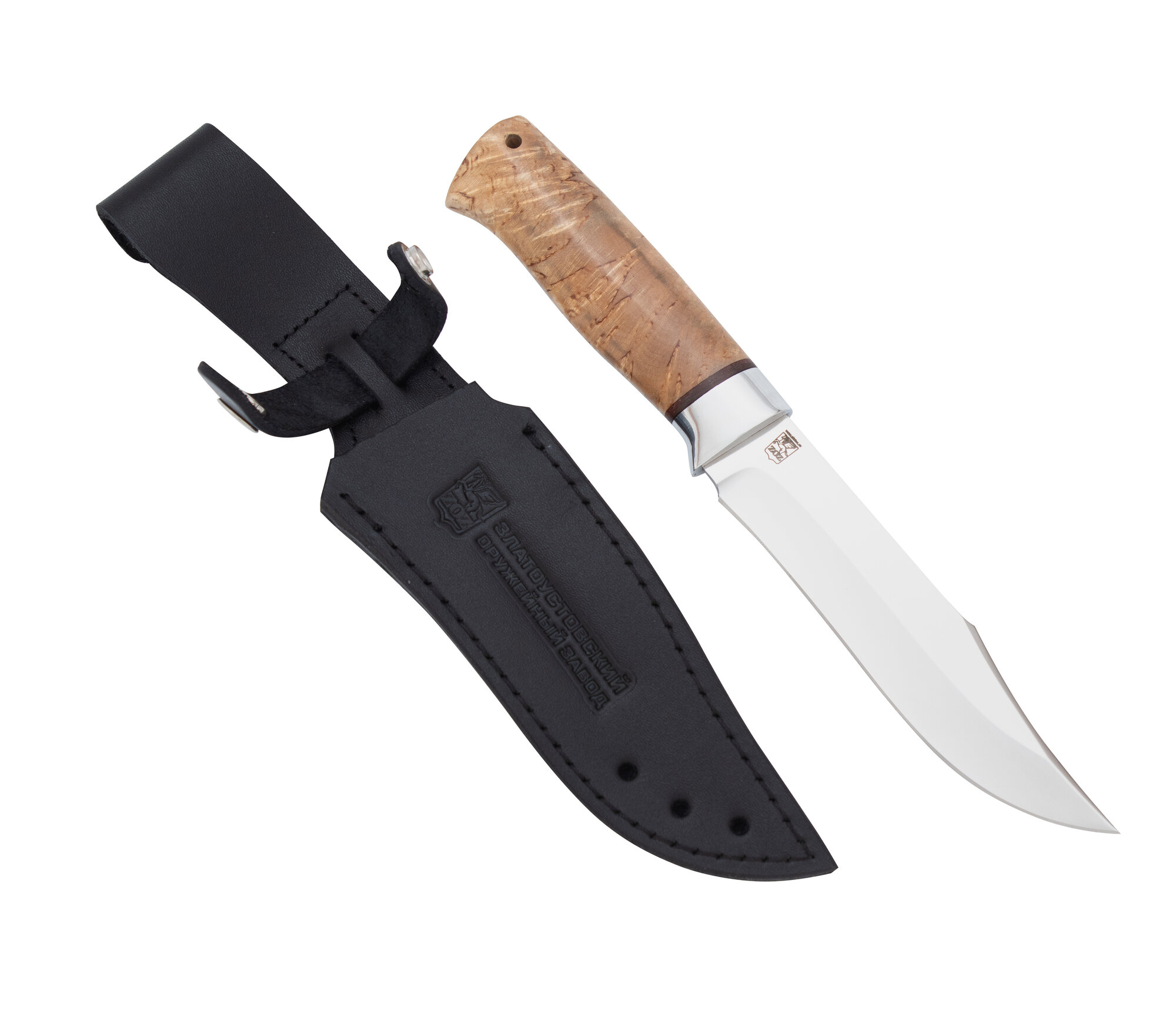 Нож Златоустовский оружейный завод "Волк" (Elmax-криообработка, карельская береза/ал.)