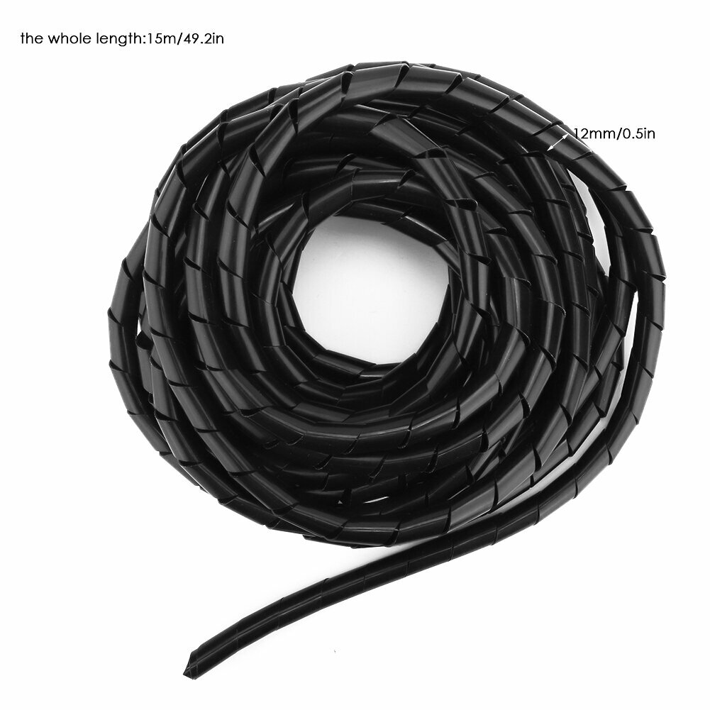 Упаковки, спиральная защита для проводов, ПП, аксессуар для защиты кабеля, проволочная втулка, черный, 12 мм