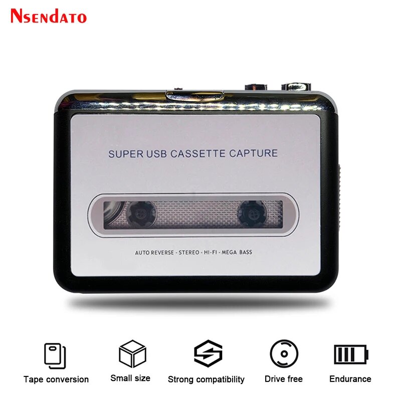 Плеер-конвертер для оцифровки аудиокассет, USB-разъем, поддержка WAV/MP3