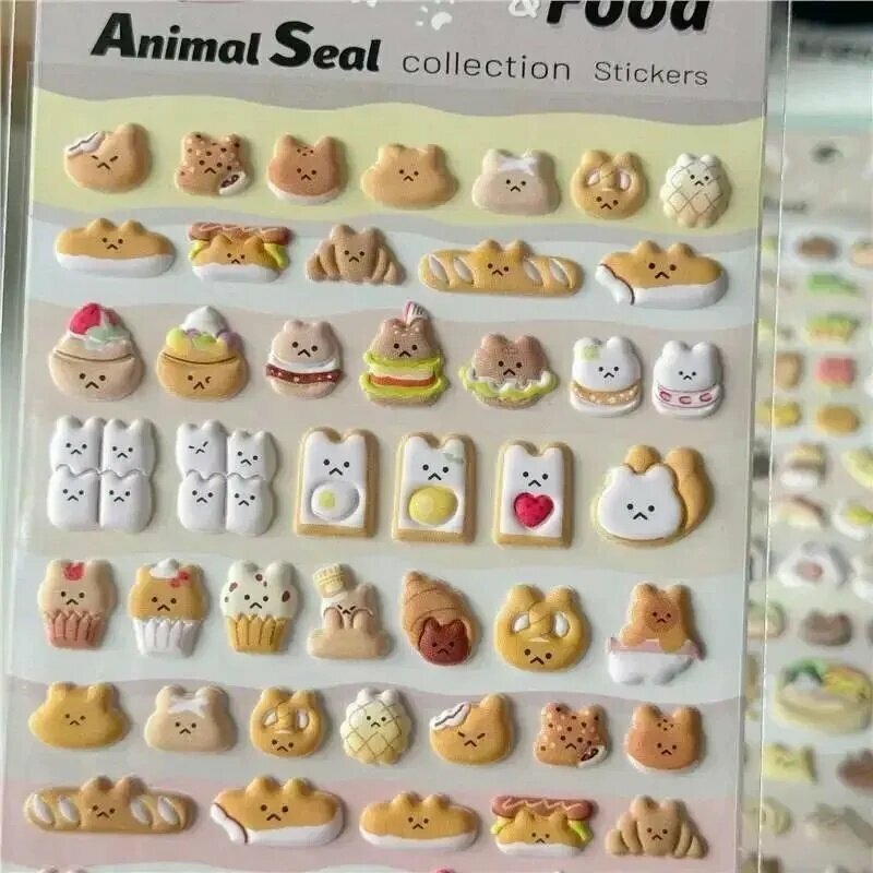 Объемные наклейки для скрапбукинга (милые животные, еда, 3D эффект)