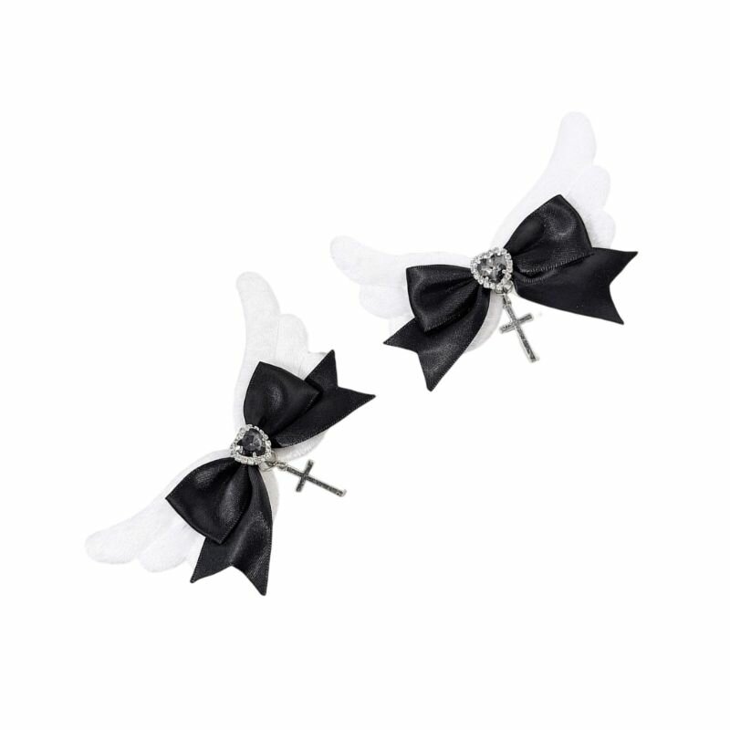 Заколка-бантик "Крылья ангела"-черная-левая и правая модели